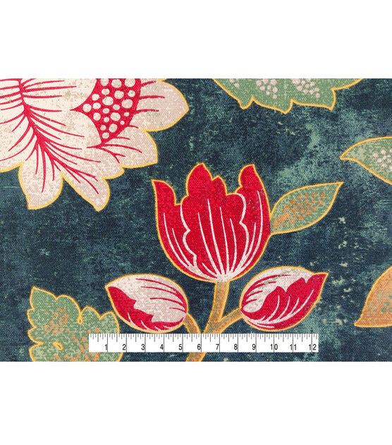 Traditional Floral Green Cotton Canvas Fabric Joann