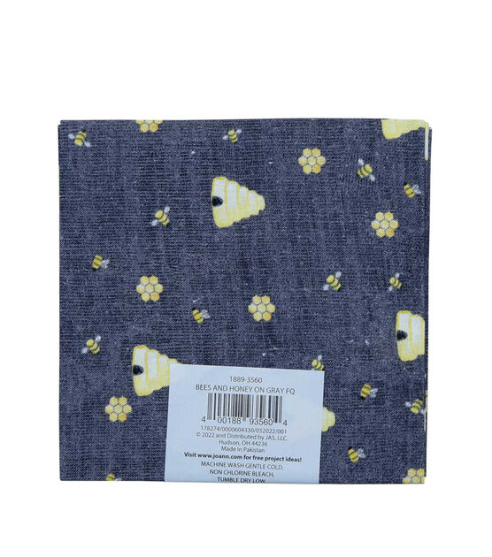 Bees And Honey On Gray 1 Piece Cotton Fabric Quarter Joann