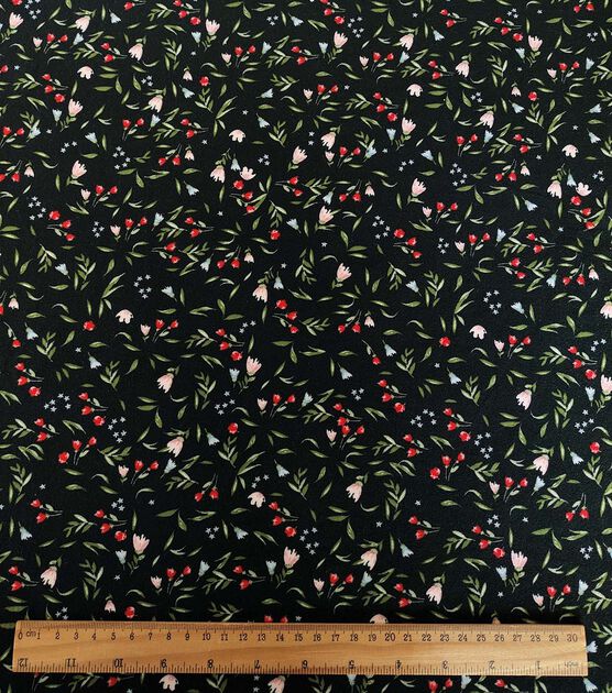 Tulips On Black Double Brush Jersey Knit Fabric Joann