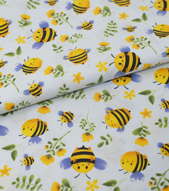 Yellow Happy Bees Novelty Cotton Fabric Joann