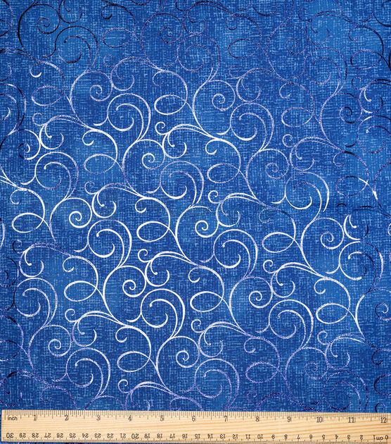 Blue Scroll Quilt Foil Cotton Fabric By Keepsake Calico Joann