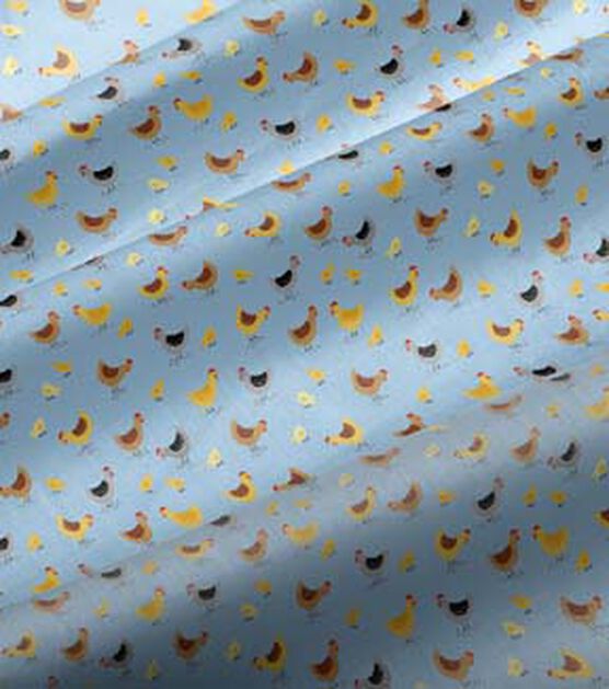 Fabric Traditions Chickens On Blue Novelty Cotton Fabric Joann