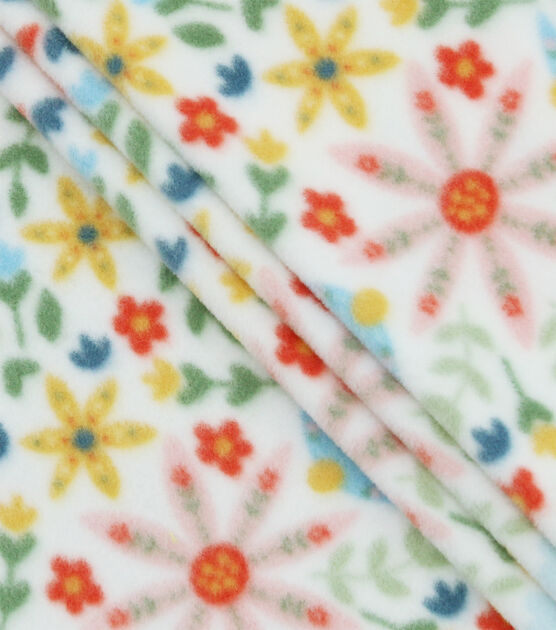 Cute Mirrored Floral On White Anti Pill Plush Fleece Fabric Joann