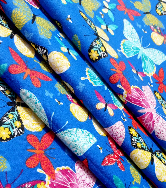 Butterflies On Blue Super Snuggle Flannel Fabric Joann