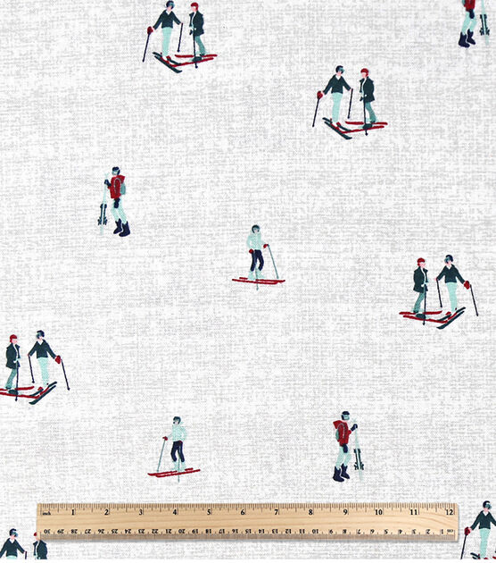 Skiers On White Novelty Cotton Fabric Joann