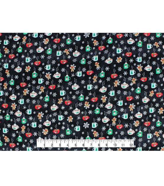 Coffee And Cookies On Black Christmas Cotton Fabric Joann