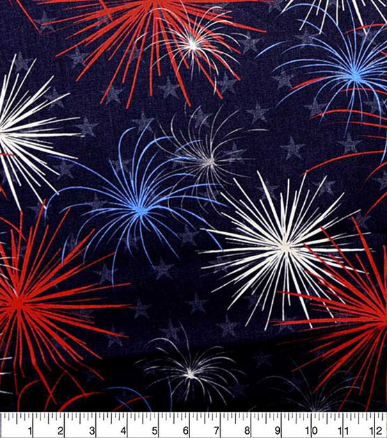 Patriotic Fireworks On Blue Cotton Fabric Joann