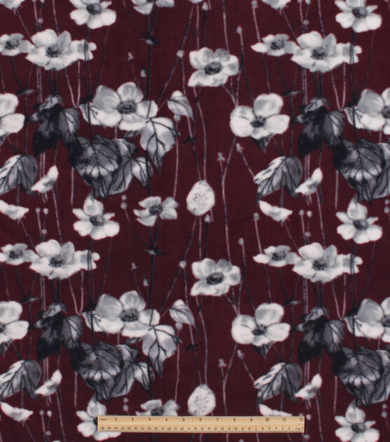 Line Drawn Burgundy Anti Pill Fleece Fabric Joann