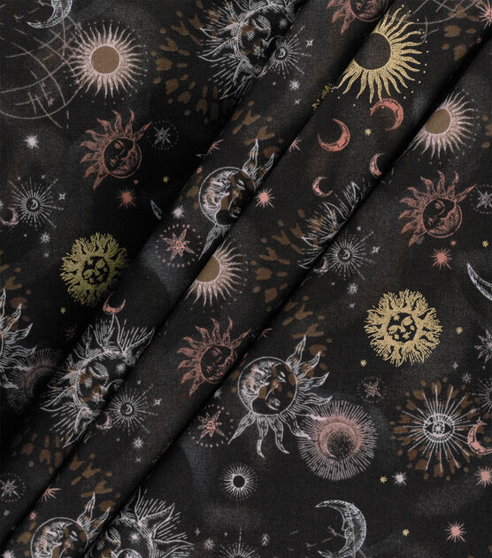 Suns And Moons Black Premium Metallic Cotton Fabric Joann
