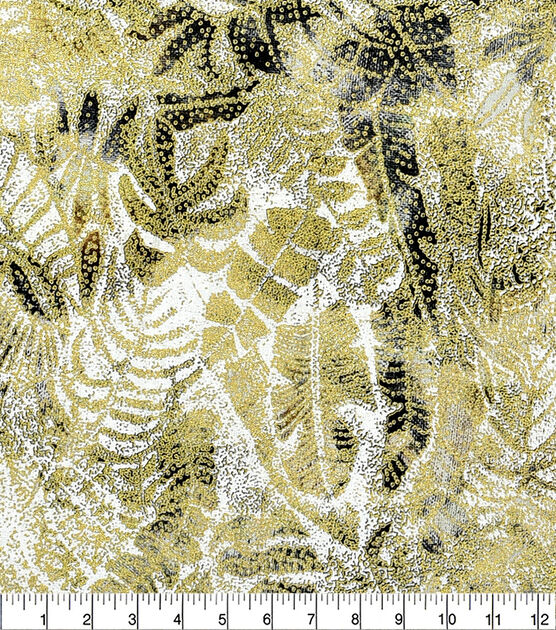 Green Textured Leaves Premium Cotton Fabric Joann