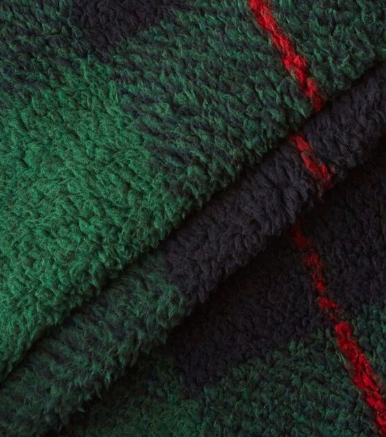 Eddie Bauer Green And Black Buffalo Check Faux Shearling Sherpa Fabric
