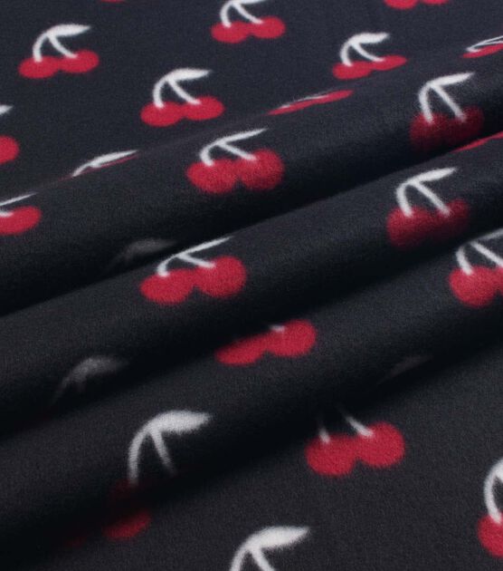 Cherries On Black Craft Fleece Fabric By Happy Value Joann