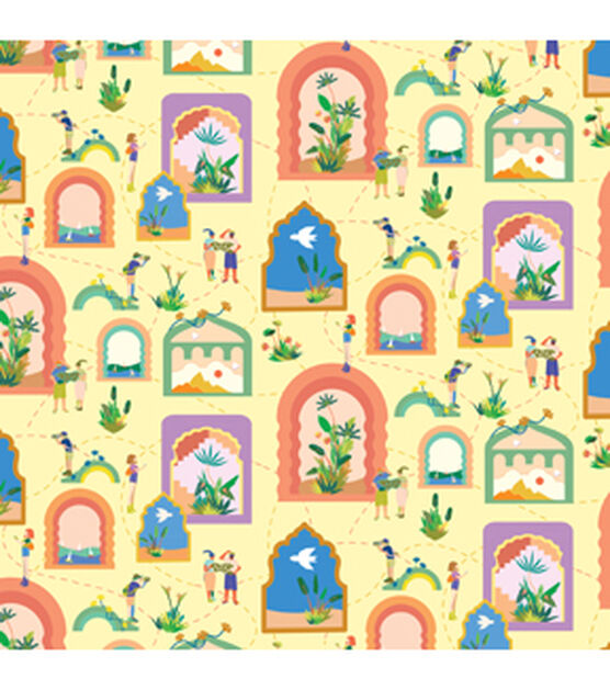 Stitch And Sparkle Colorful Vacation 18x21 5pcs Cotton Fabric Quarter