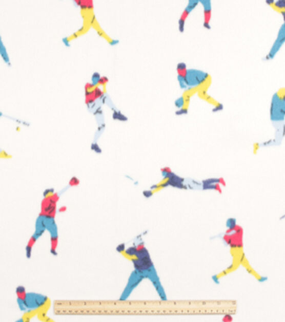 Tossed Baseball Players Blizzard Fleece Fabric Joann