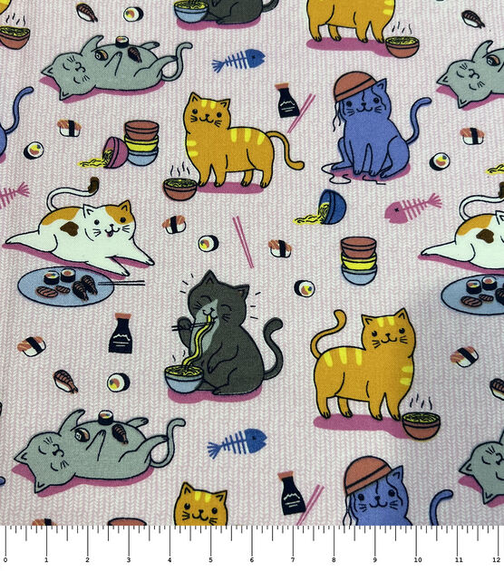 Sushi Cats On Pink Novelty Cotton Fabric Joann