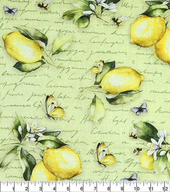 Lemons And Bees Floral Premium Cotton Fabric Joann