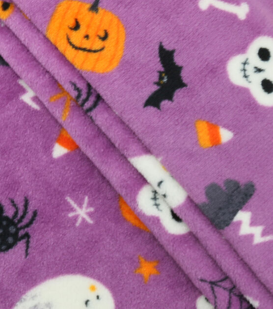 Pop Halloween Icons On Purple Sew Lush Fleece Fabric Joann