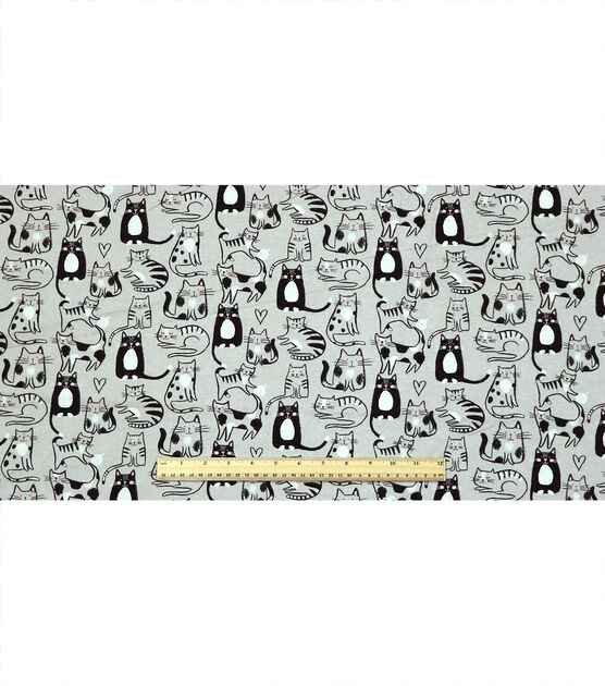 Sketched Kitty On Gray Super Snuggle Flannel Fabric Joann