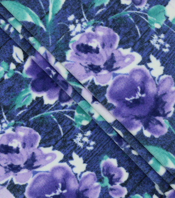 Navy Watercolor Floral Luxe Fleece Fabric Joann