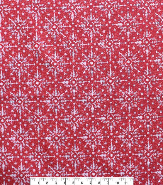 Snowflakes On Red Christmas Glitter Cotton Fabric Joann