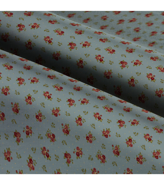 Roses On Blue Premium Cotton Fabric Joann