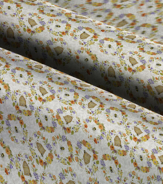 Susan Winget Bees And Fall Wreaths On White Premium Cotton Fabric Joann