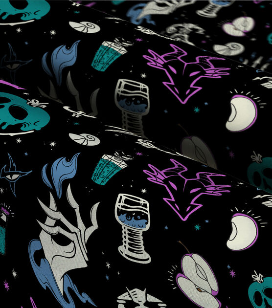 Disney Villains Icons On Black Cotton Fabric Joann