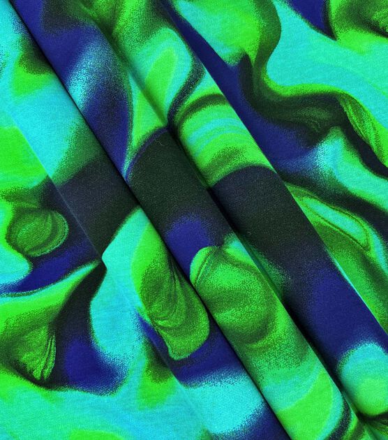 Green And Blue Blurred Electric Spandex Knit Fabric Joann