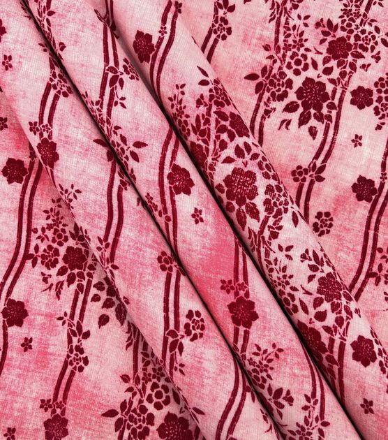 Pink And Red Floral Smocked Rayon Challis Fabric Joann
