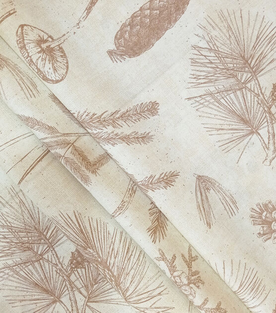 Beige Festive Sprout Cotton Canvas Fabric Joann