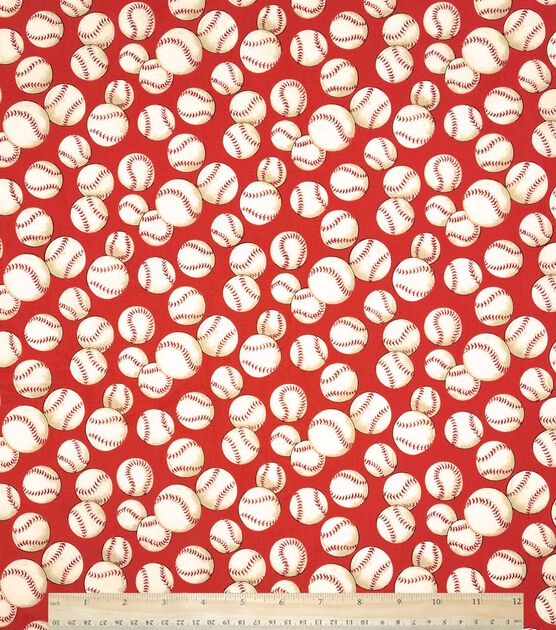 Alexander Henry Baseballs On Red Premium Cotton Fabric Joann