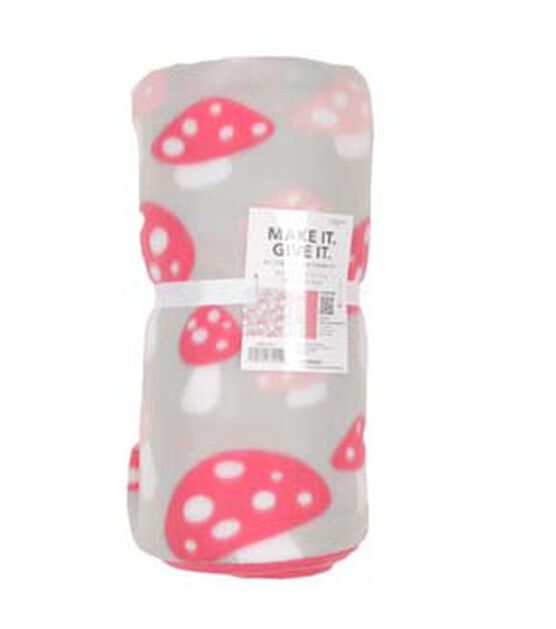 48 Wide Pink Mushrooms No Sew Fleece Blanket By Happy Value Joann