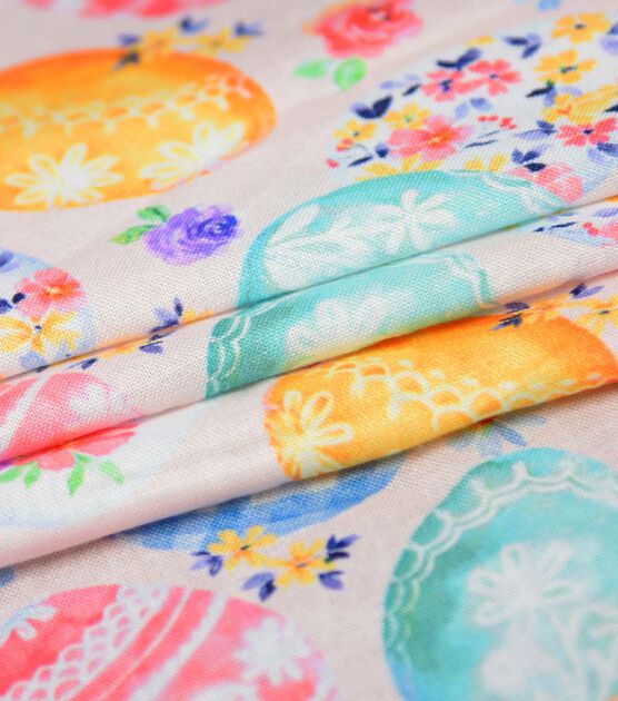 Multicolor Floral Decorative Eggs Easter Cotton Fabric Joann