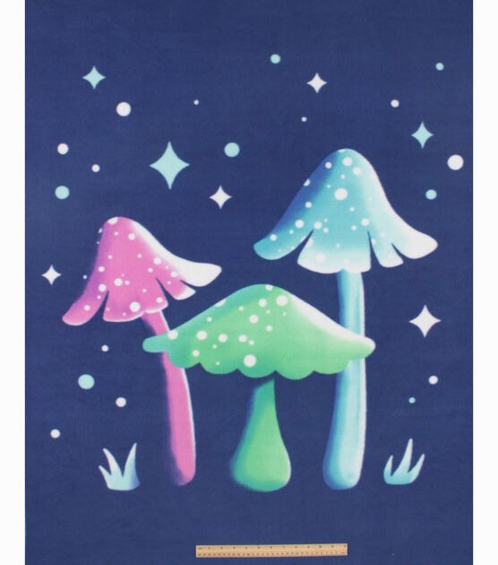 48 Wide Real Fungi On Dark Blue No Sew Fleece Blanket Joann