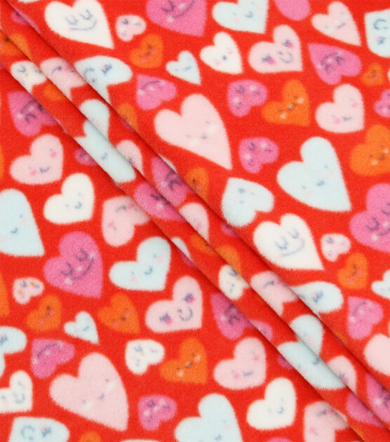 Hearts On Red Anti Pill Plush Fleece Fabric By Pop Joann