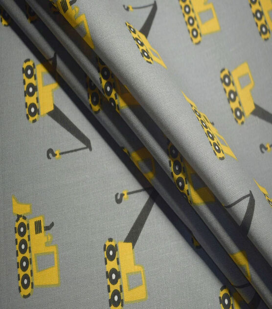 Construction Vehicles On Gray Quilt Cotton Fabric By Quilters Showcase