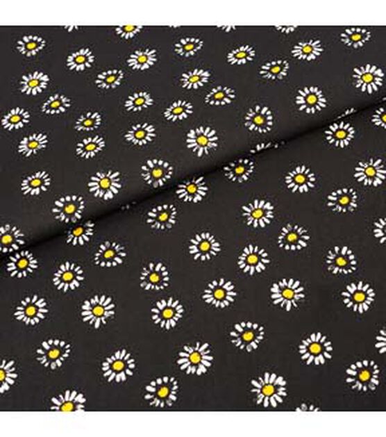 Singer Daisys On Black Cotton Fabric By Keepsake Calico Joann