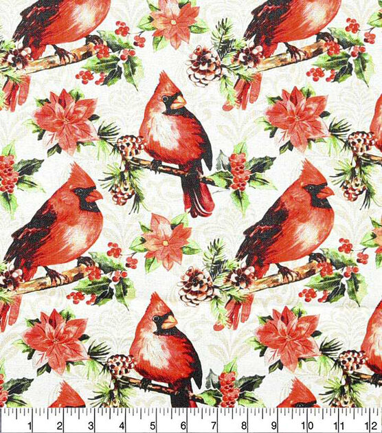 Red Cardinals On Branches Christmas Cotton Fabric Joann