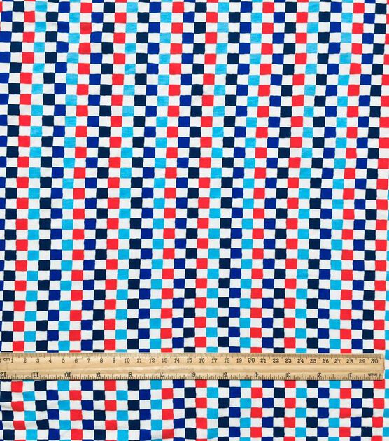 Usa Blue And Red Checkered Jersey Knit Fabric By Pop Joann