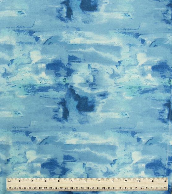 108 Wide Blue Watercolor Strokes Flannel Fabric Joann