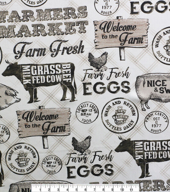 Farm Fresh Text On White Cotton Canvas Fabric Joann
