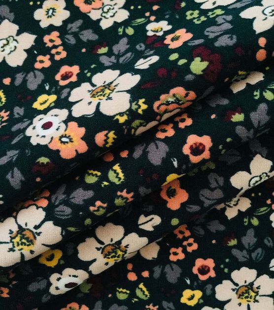 Dark Ditsy Floral Double Brush Jersey Knit Fabric Joann
