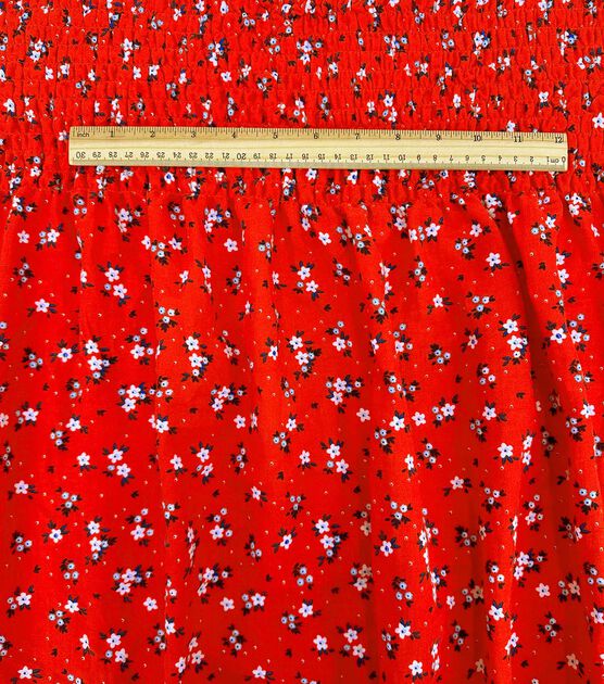 Red Ditsy Floral Smocked Bubble Gauze Fabric By Pop Joann