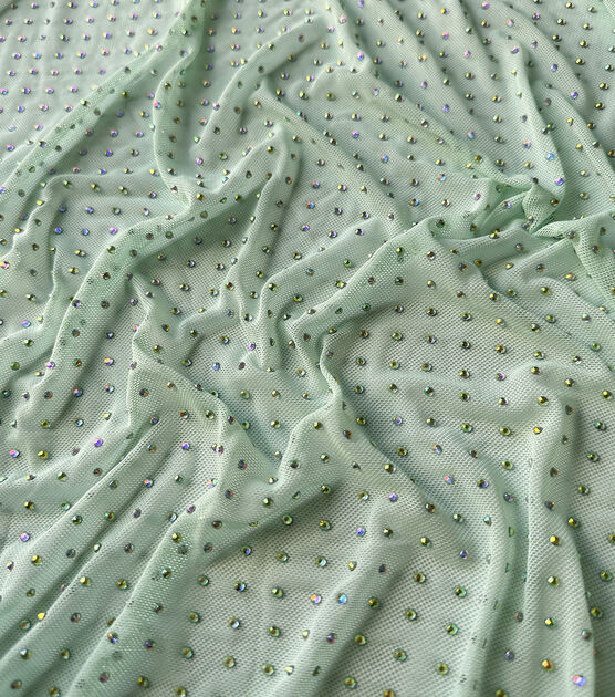 Jade Rhinestone Mesh Fabric Joann