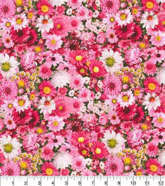 Fabric Traditions Pink And Red Garden Party Floral Premium Cotton Fabric