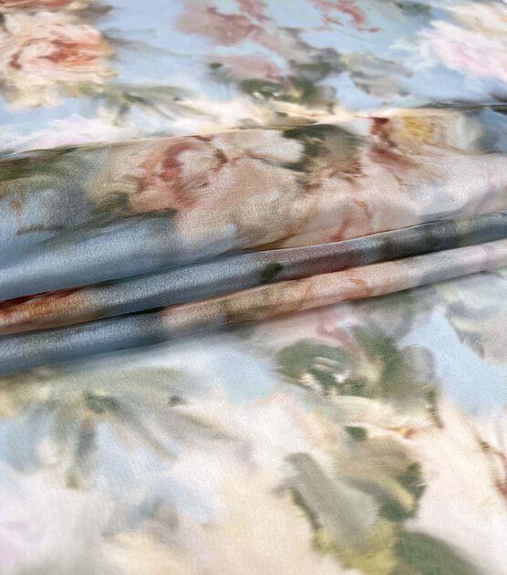 Light Blue Abstract Floral Print Chiffon Fabric Joann