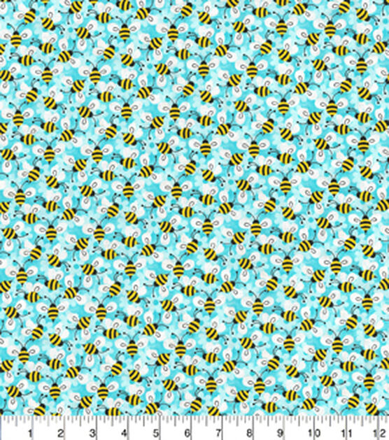 Fabric Traditions Packed Bees Aqua Novelty Cotton Fabric Joann