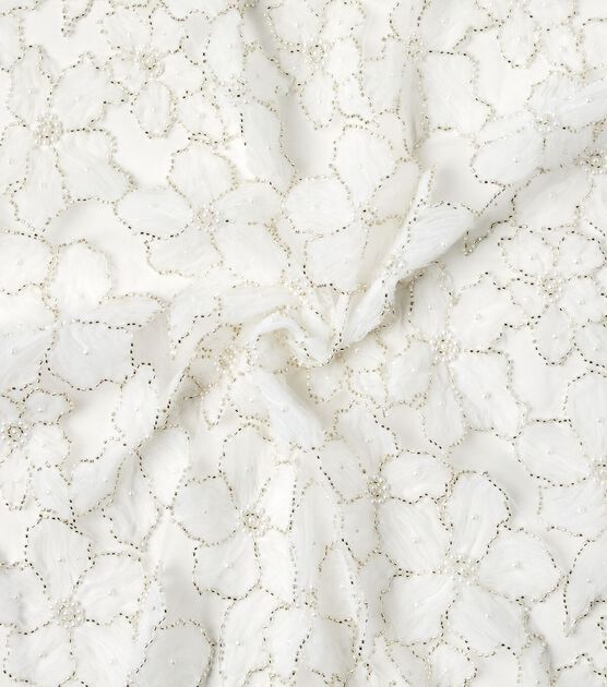 Badgley Mischka White Floral 3d Beaded Tulle Mesh Fabric Joann