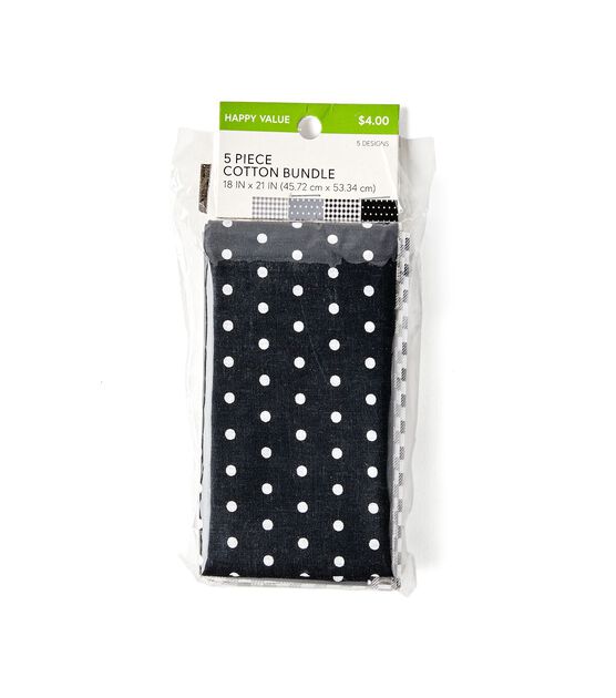 18 X 21 Black And Gray Craft Fabric Quarter Bundle 5pc By Happy Value
