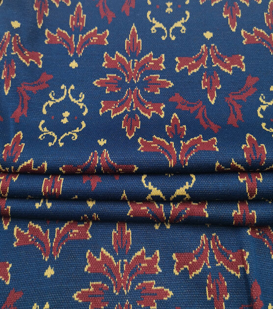 Navy And Red Damask Jacquard Fabric Joann